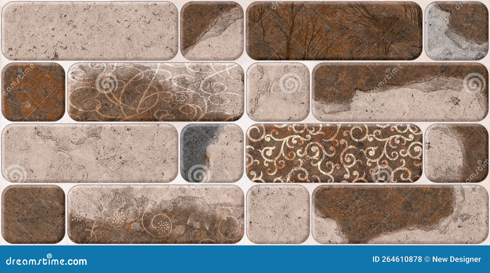 Ceramic Wall Tile Decor with Multi Color Continuous Joint Design. Also ...