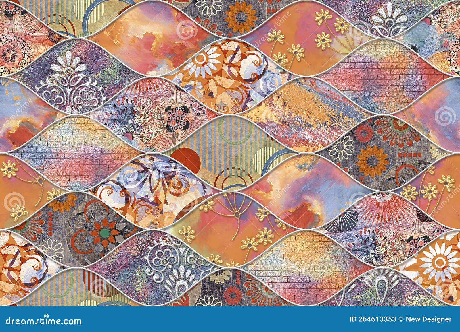 Ceramic Wall Tile Decor with Multi Color Continuous Joint Design. Also ...