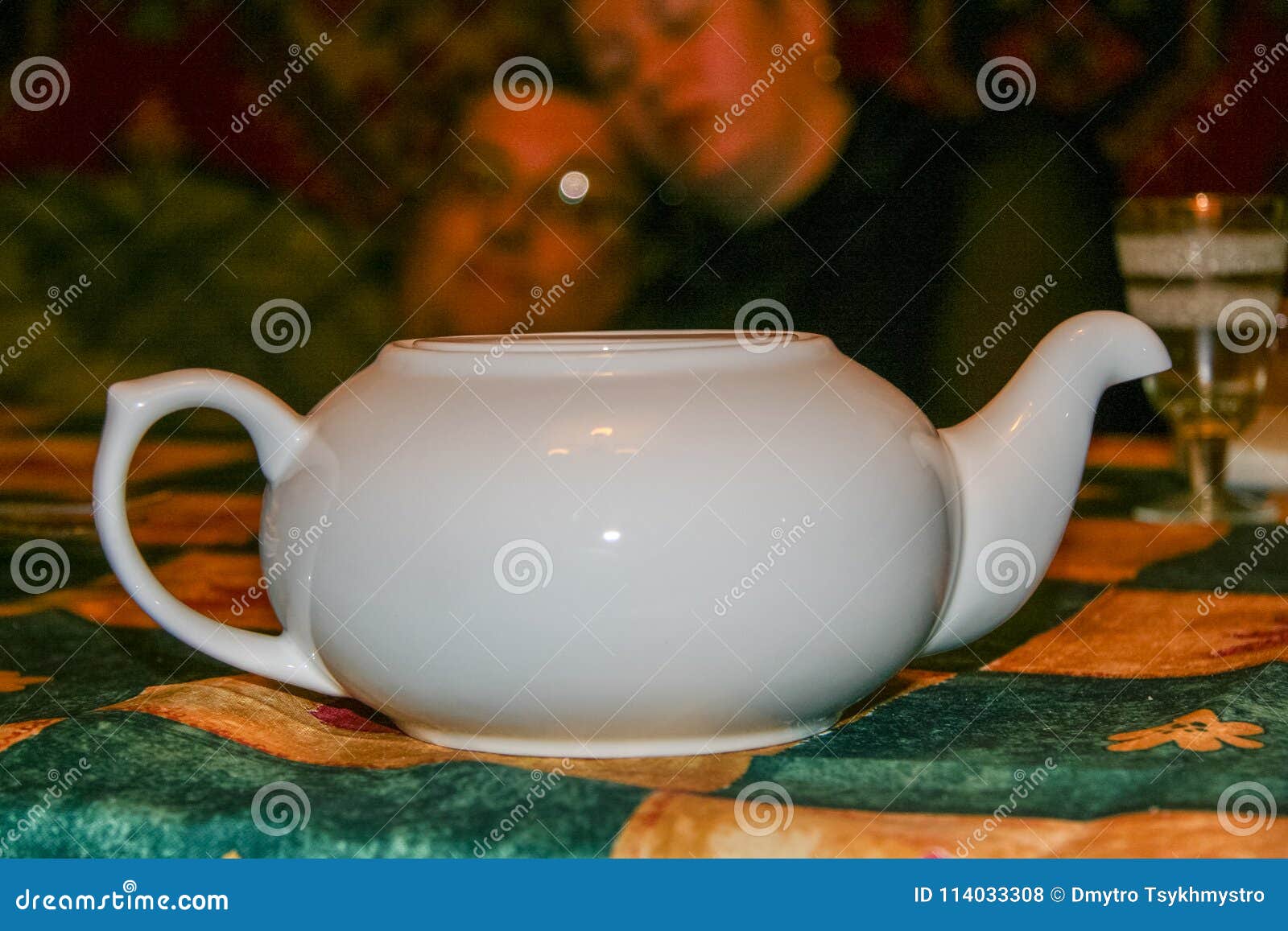Ceramic white teapot stock photo. Image of table, black - 114033308
