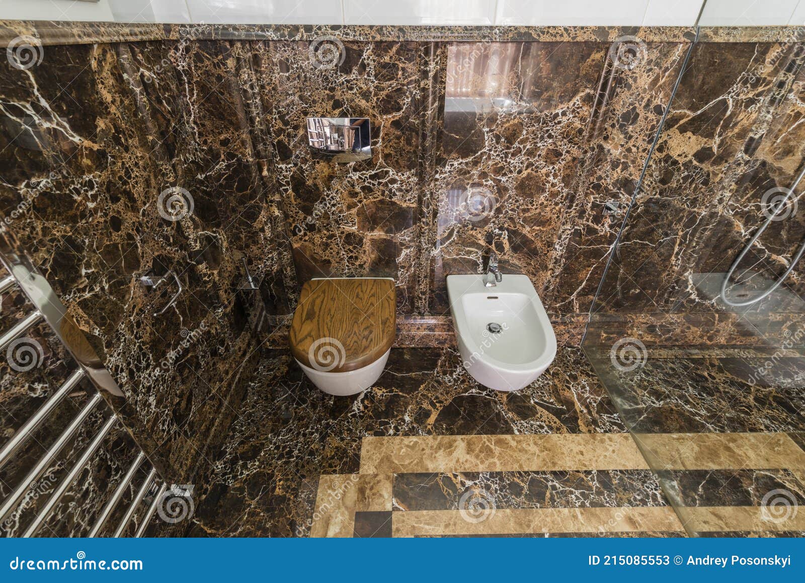 Ceramic White Toilet and Bidet with Stone Surface Stock Image - Image ...