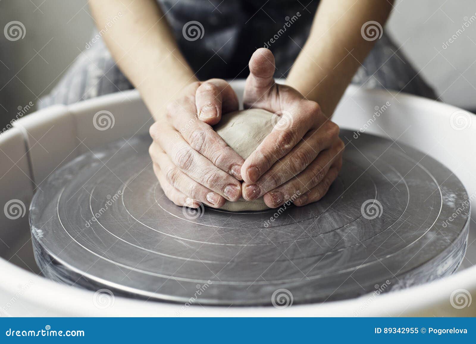 Ceramic Working Process with Clay Potter`s Wheel. Stock Image - Image ...