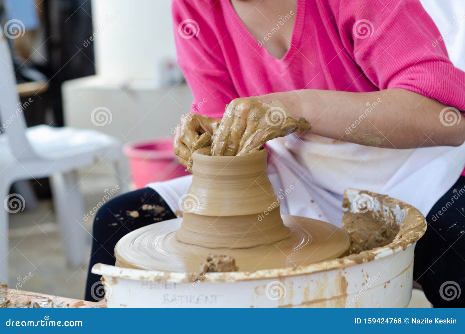 Pottery making in studio stock photo. Image of hobby - 159424768