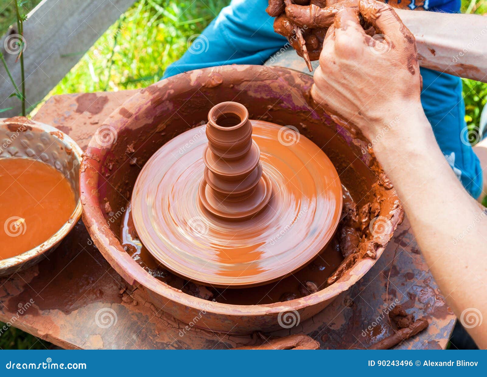 Ceramic Working Process with Clay Potter`s Wheel Stock Photo - Image of ...
