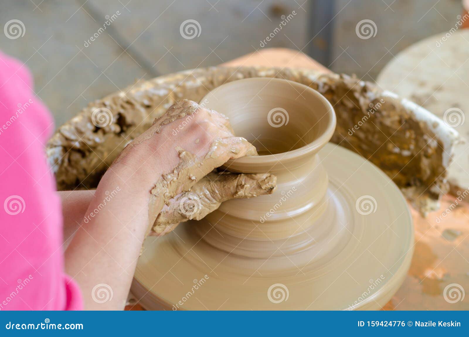 Pottery making in studio stock photo. Image of creativity - 159424776