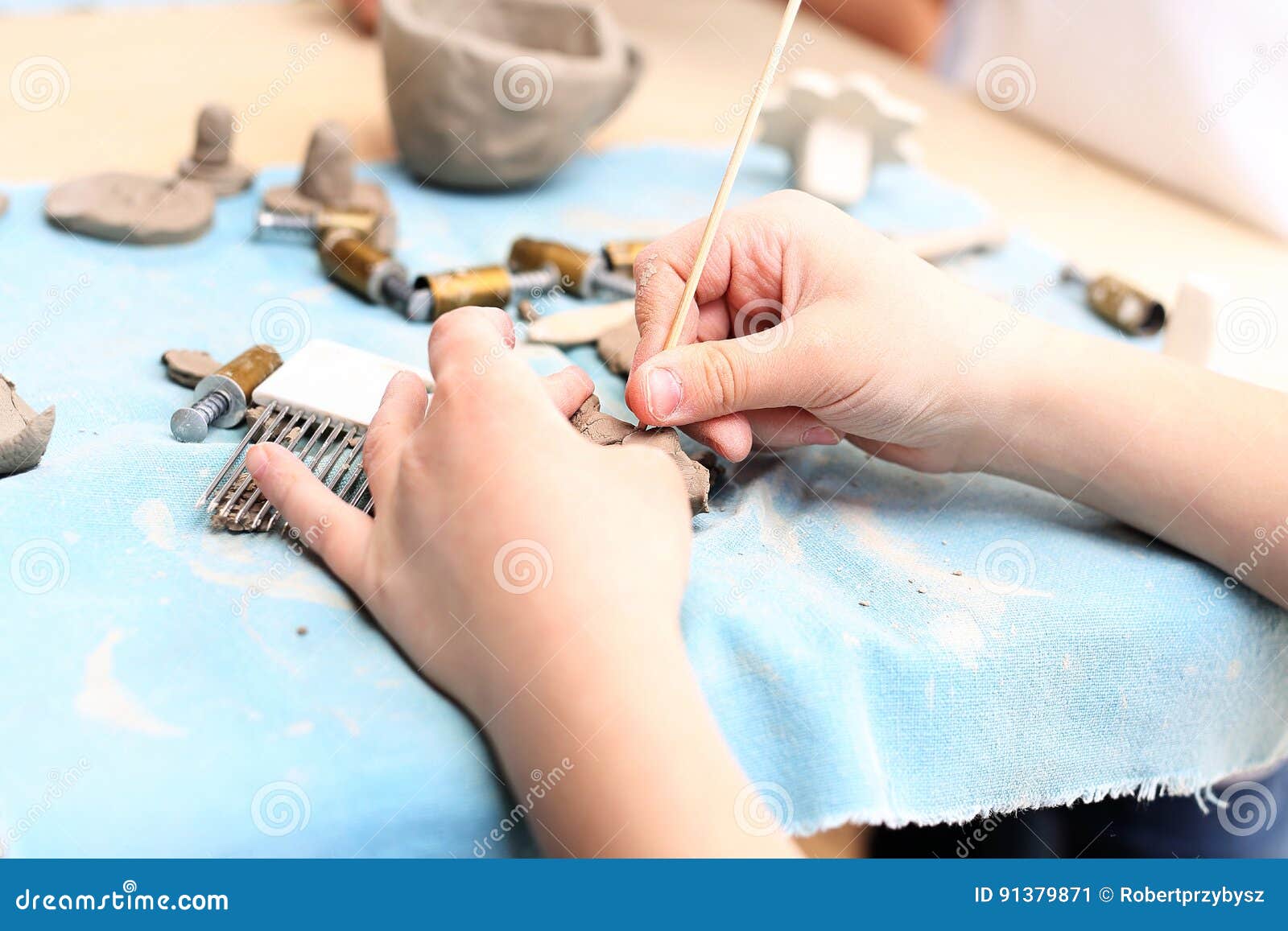 Ceramic Workshop for Children. Stock Image - Image of classes, plastic ...