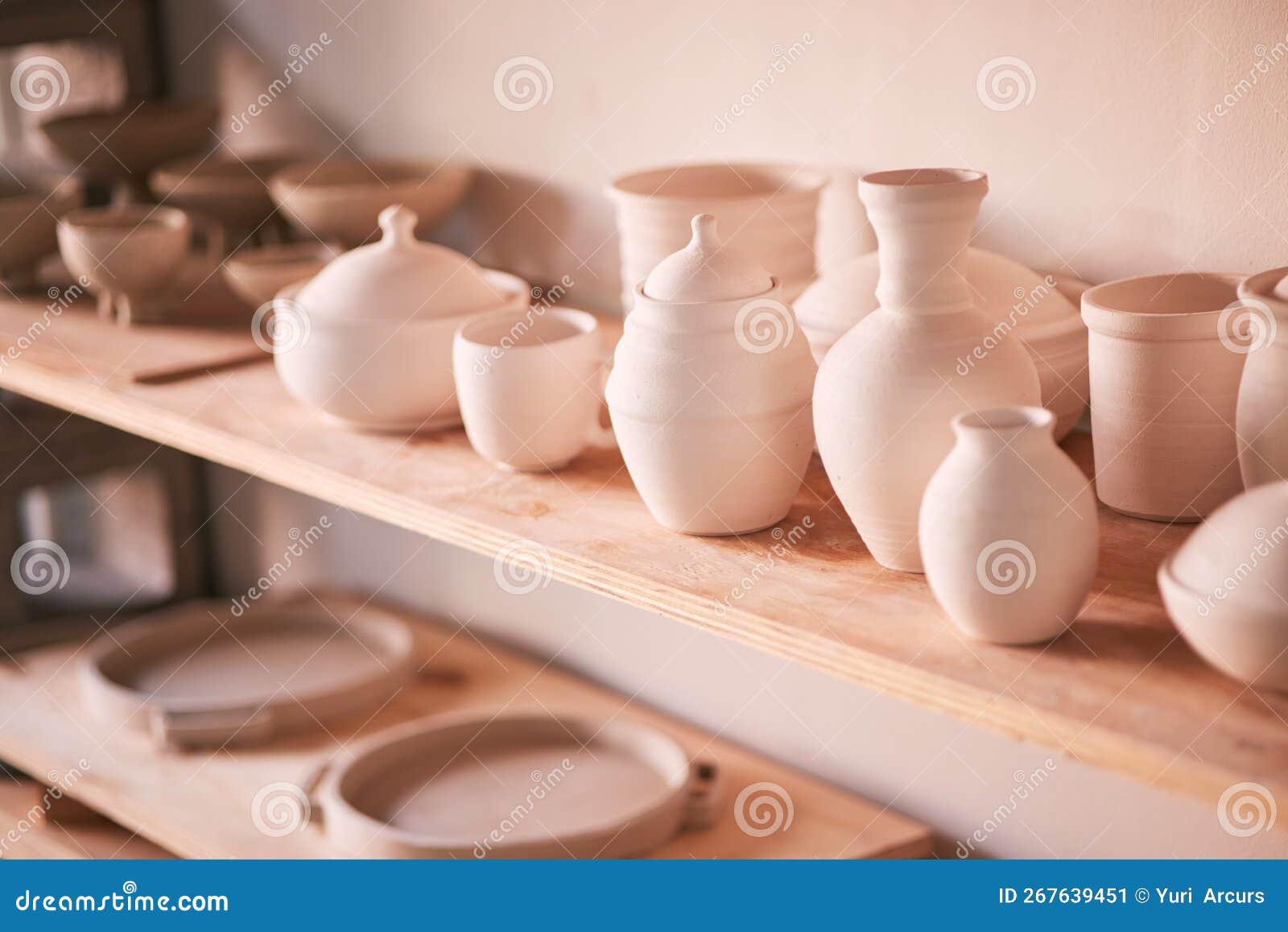 Ceramics Background, Shelf and Pottery in Studio, Creative Store or ...