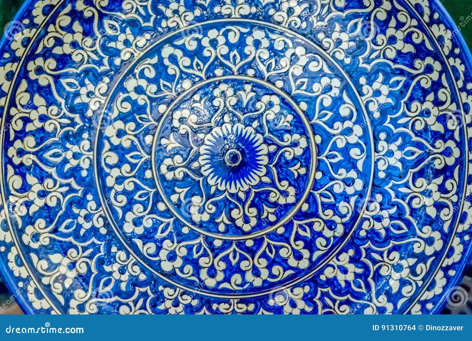 Ceramics with Blue Uzbek Patterns Stock Photo - Image of colored ...