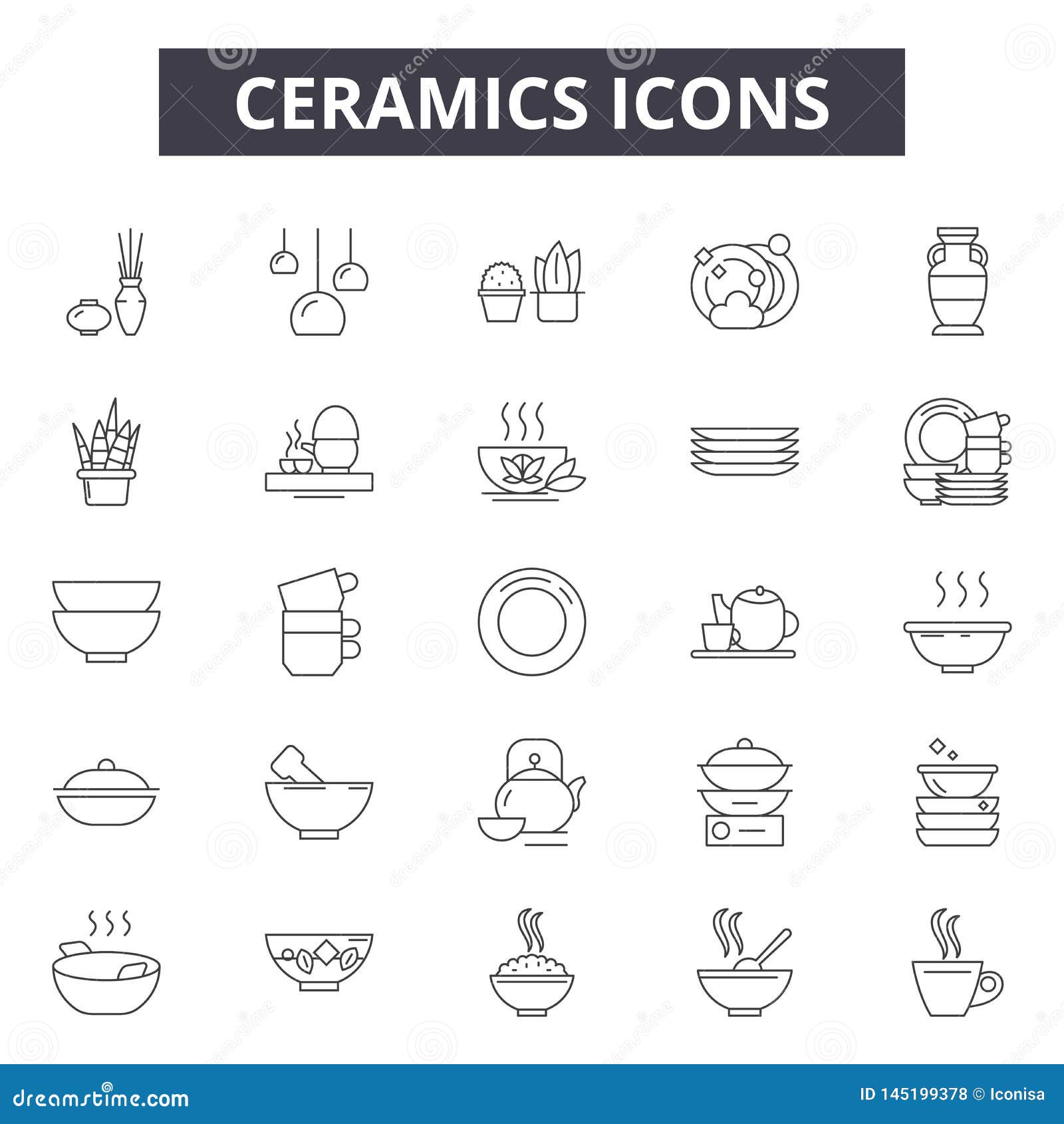 Ceramics Line Icons, Signs, Vector Set, Outline Illustration Concept ...