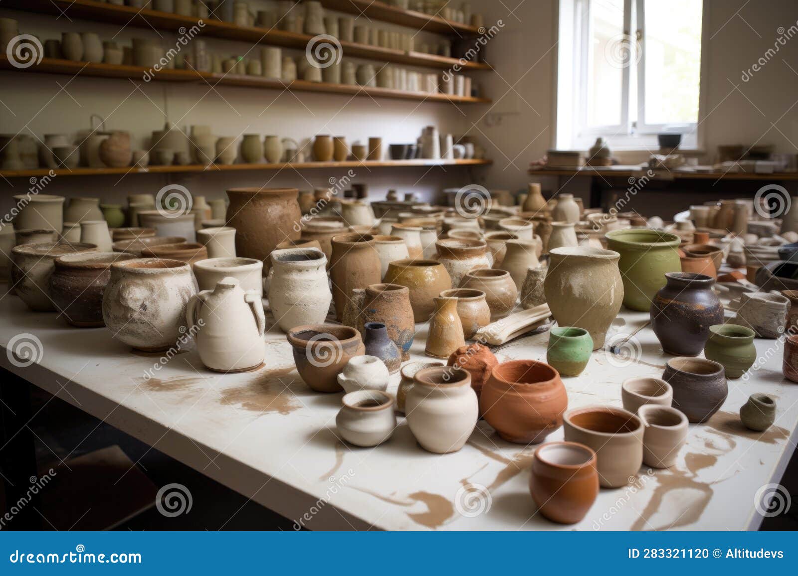 Ceramics Workshop, with Pots and Jars in Various Stages of Creation ...