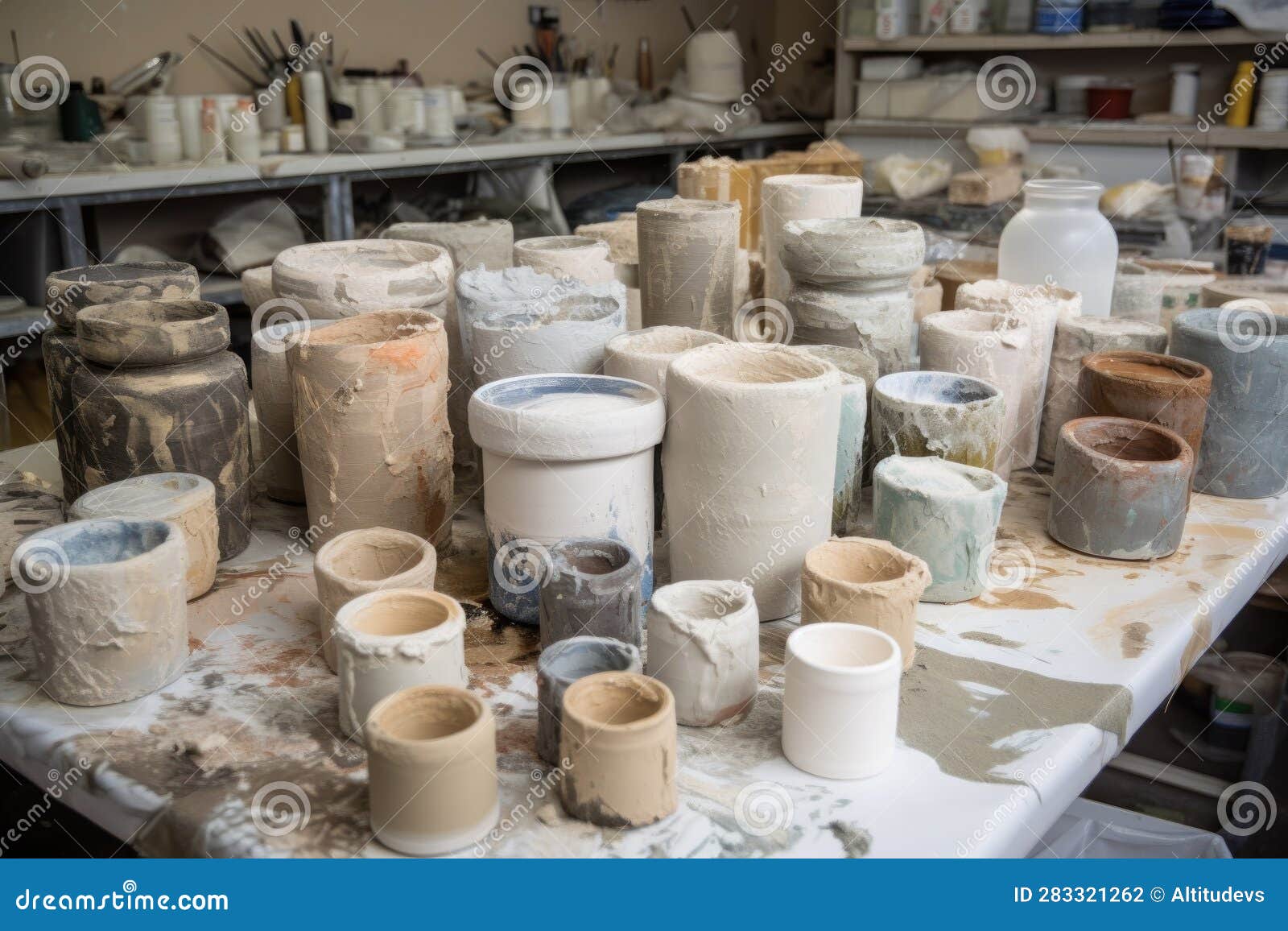Ceramics Workshop, with Pots and Jars in Various Stages of Creation ...