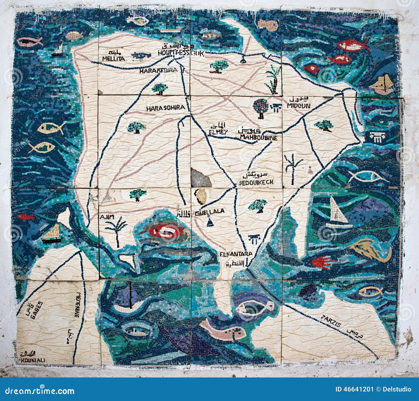 Ceramiczna mapa Djerba obraz stock. Obraz złożonej z tunezyjczyk - 46641201