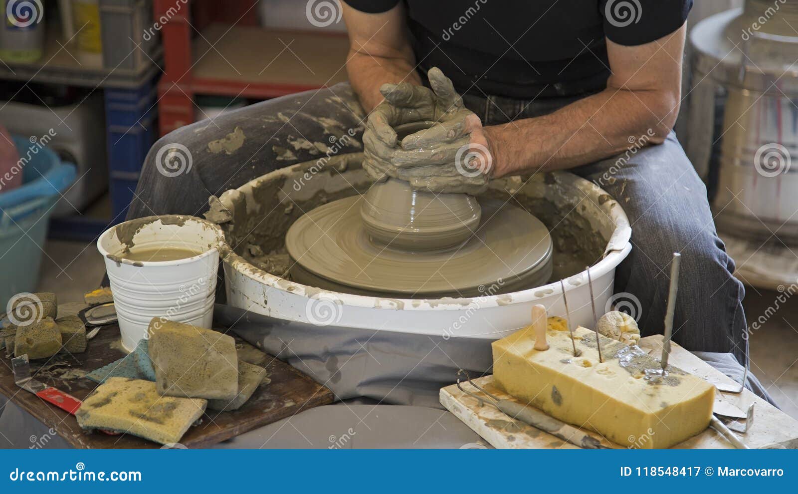 Ceramist at Work in the Workshop Stock Image - Image of making, artist ...