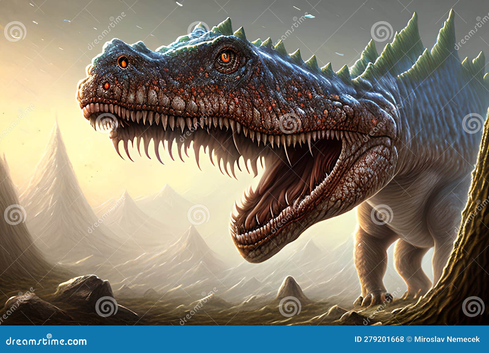 Ceratosaurus Dinosaur, Generative AI Illustration Stock Illustration - Illustration of monster ...