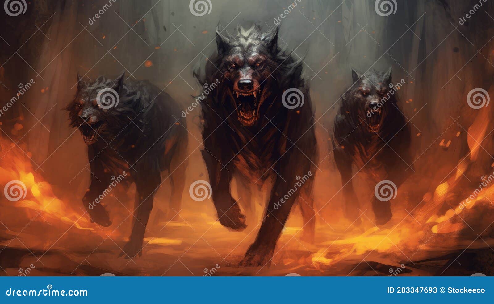 Cerberus in Junglecore Style Concept Art Stock Illustration ...