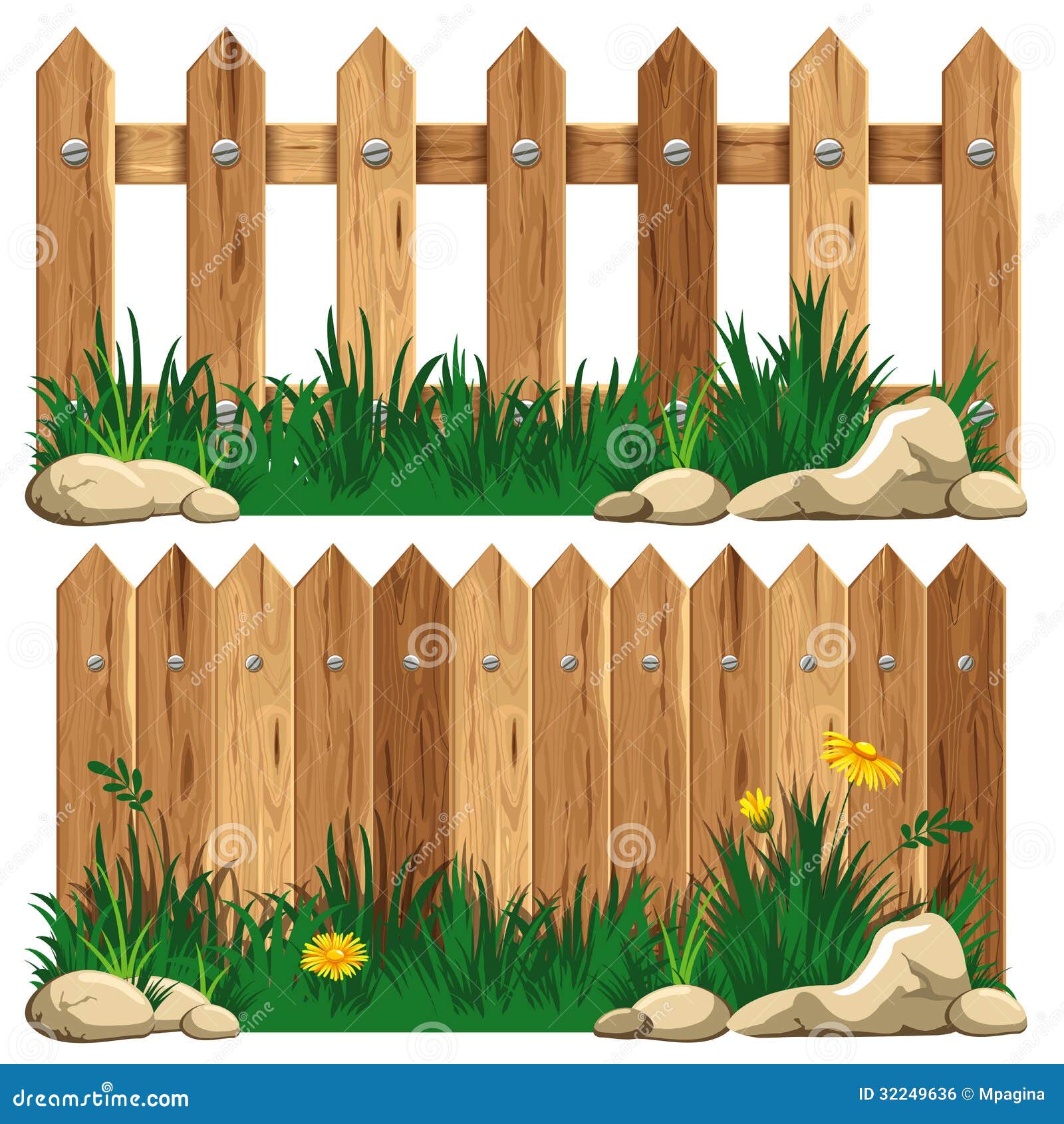 Cerca e hierba de madera ilustración del vector. Ilustración de granja ...