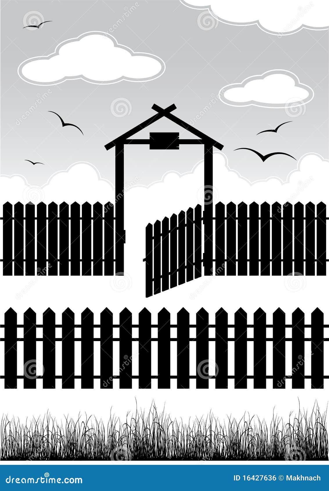 Cerca Negra Con La Puerta - Elementos Stock de ilustración ...