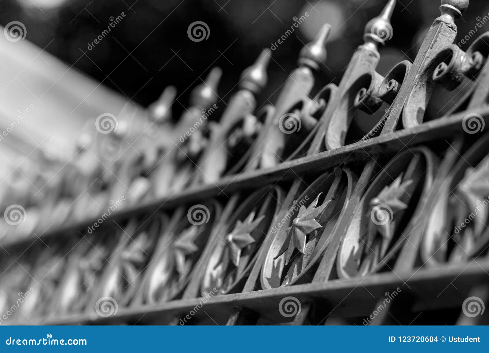 Cerca Negra Del Metal Con Los Elementos Del Oro Foto de archivo ...