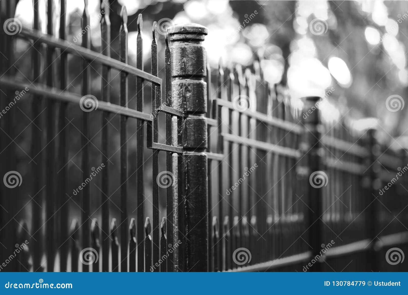 Cerca Negra Del Metal Con Los Elementos Del Oro Imagen de archivo ...