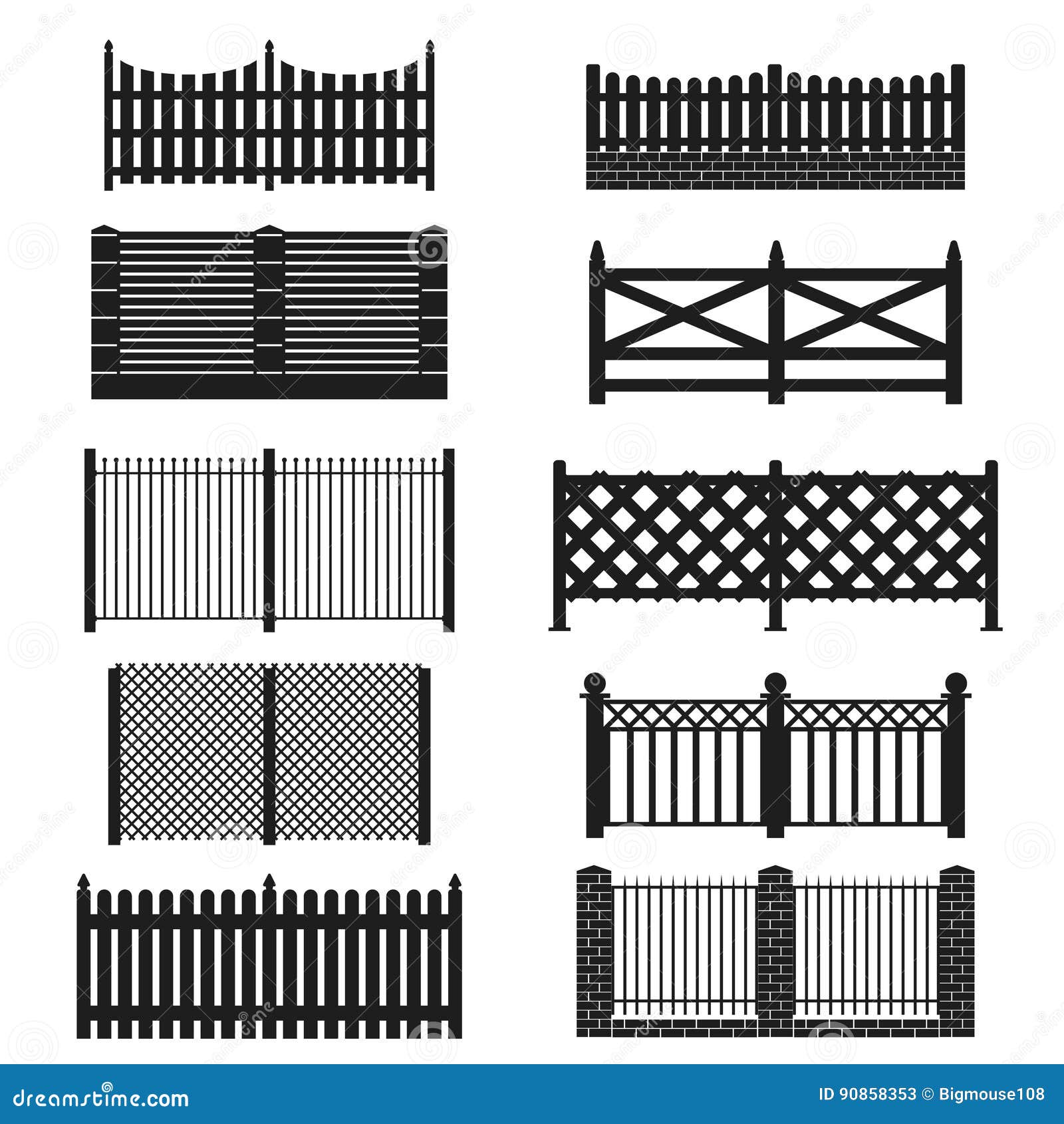 Cerca Negra Icon Set De La Silueta Vector Ilustración del Vector ...