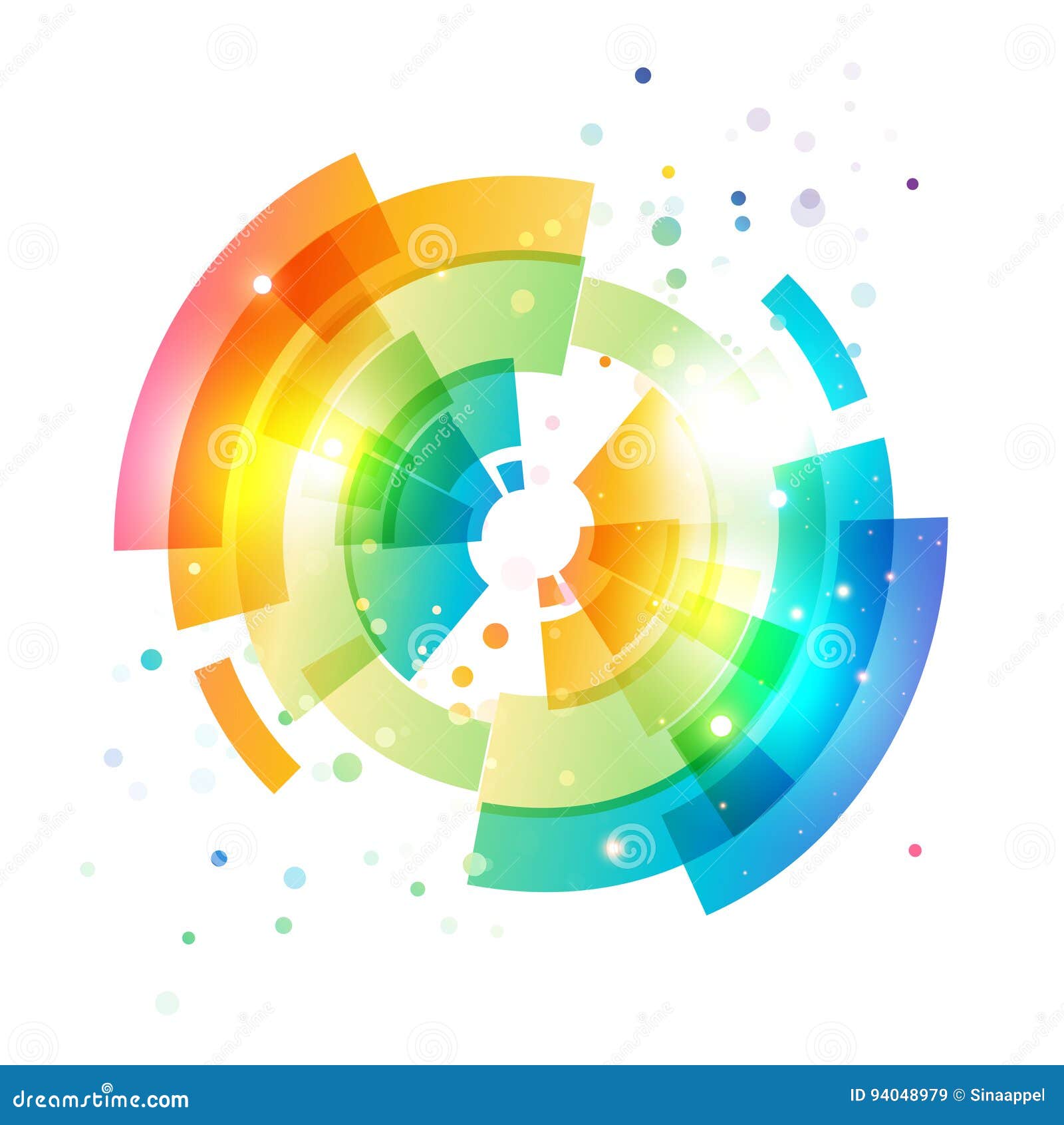 Cerchio Geometrico Techno Di Vettore Su Bianco Illustrazione Vettoriale ...