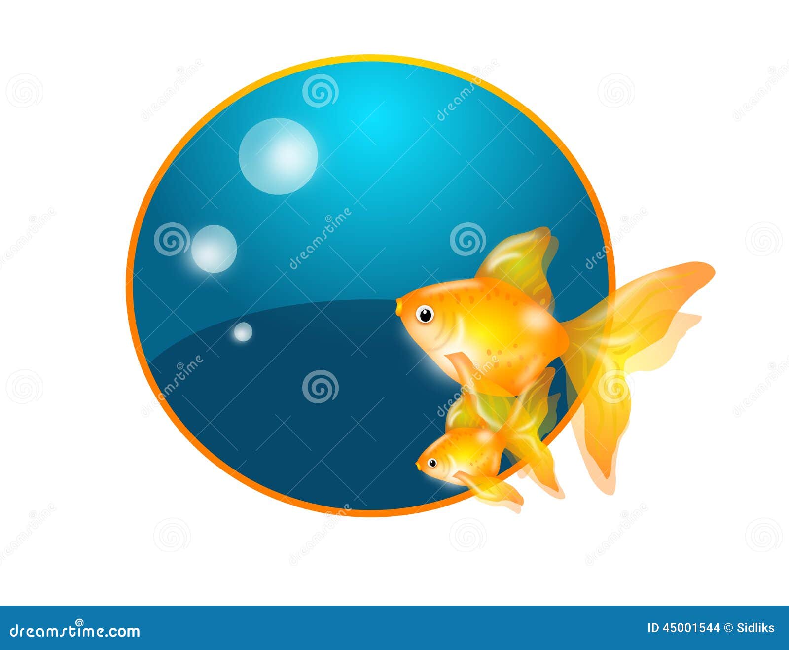 Cercle Bleu Avec Le Poisson Rouge Deux Illustration Stock ...
