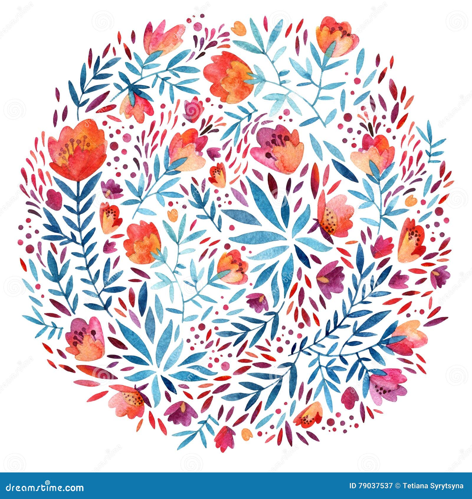 Cercle Fleuri De Fleurs D'aquarelle Illustration Stock - Illustration ...