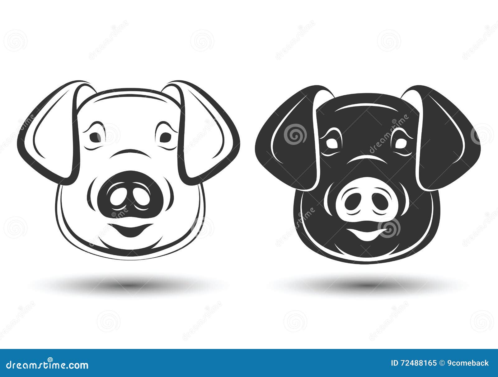 Cerdo de la cara ilustración del vector. Ilustración de contorno - 72488165