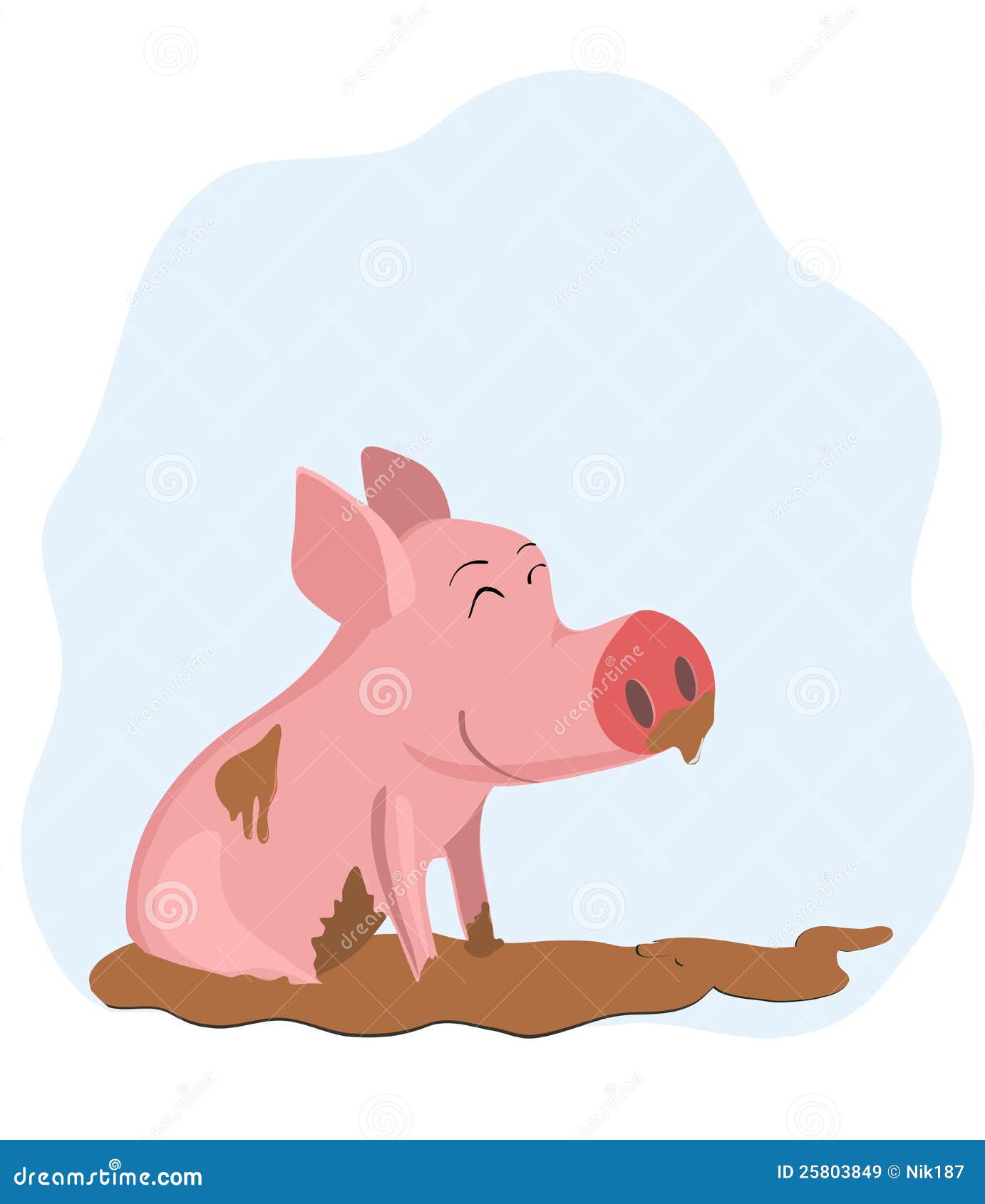 Cerdo en el fango ilustración del vector. Ilustración de animal - 25803849