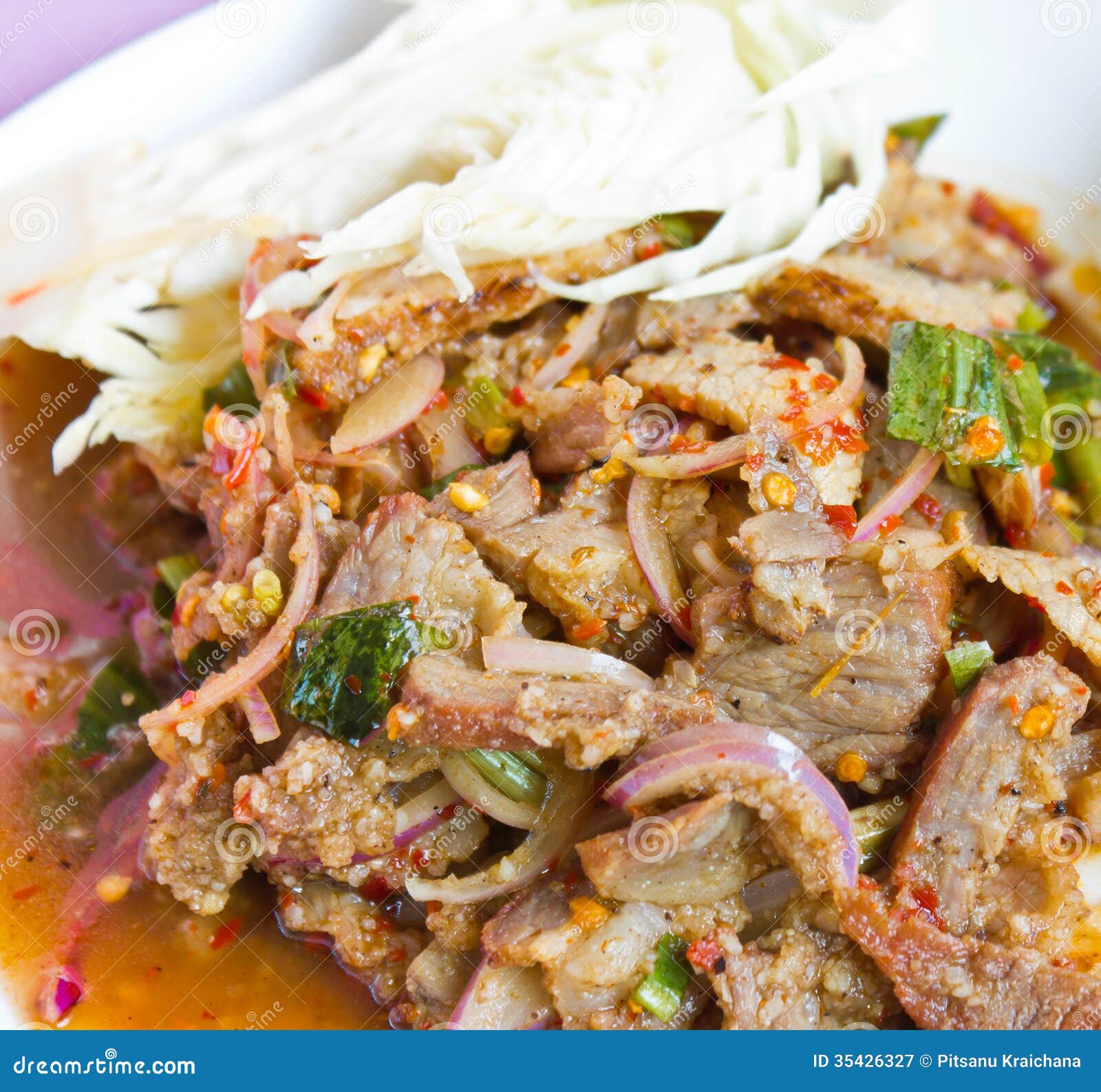 Cerdo Picante, Comida Tailandesa Imagen de archivo - Imagen de pique ...