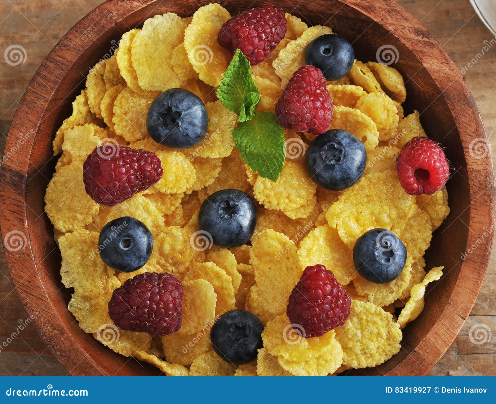 Cereal with Blueberries and Raspberries Stock Image - Image of fruit ...