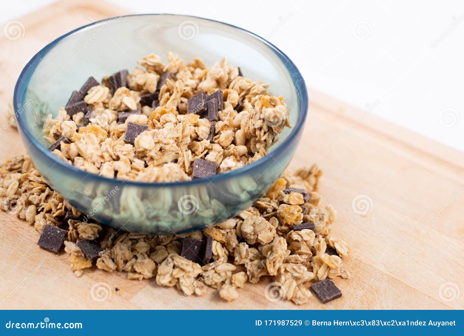 Cereal Bowl with Wooden Spoon Stock Image - Image of wood, chocolate ...