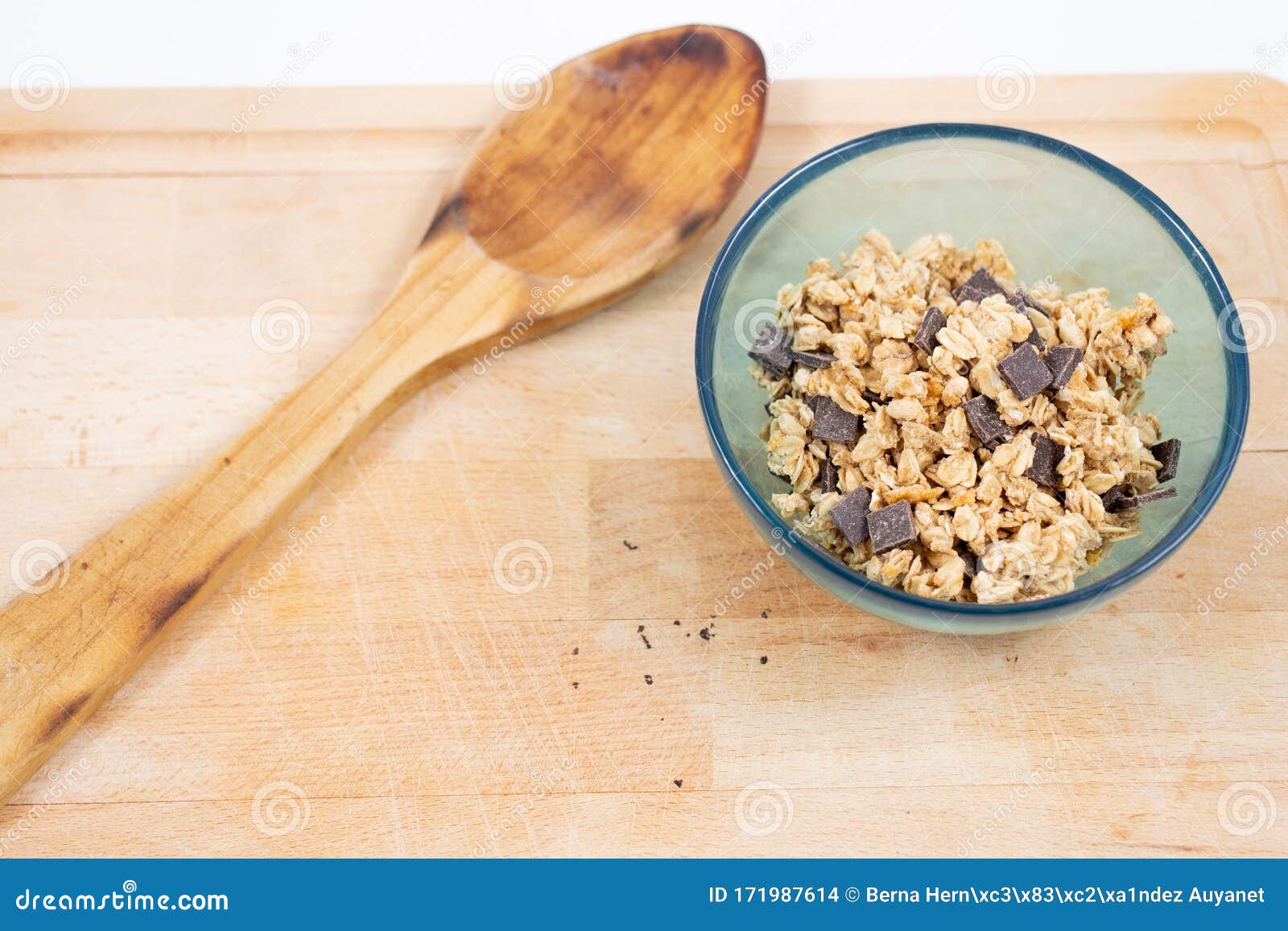 Cereal Bowl with Wooden Spoon Stock Photo - Image of natural, cereal ...