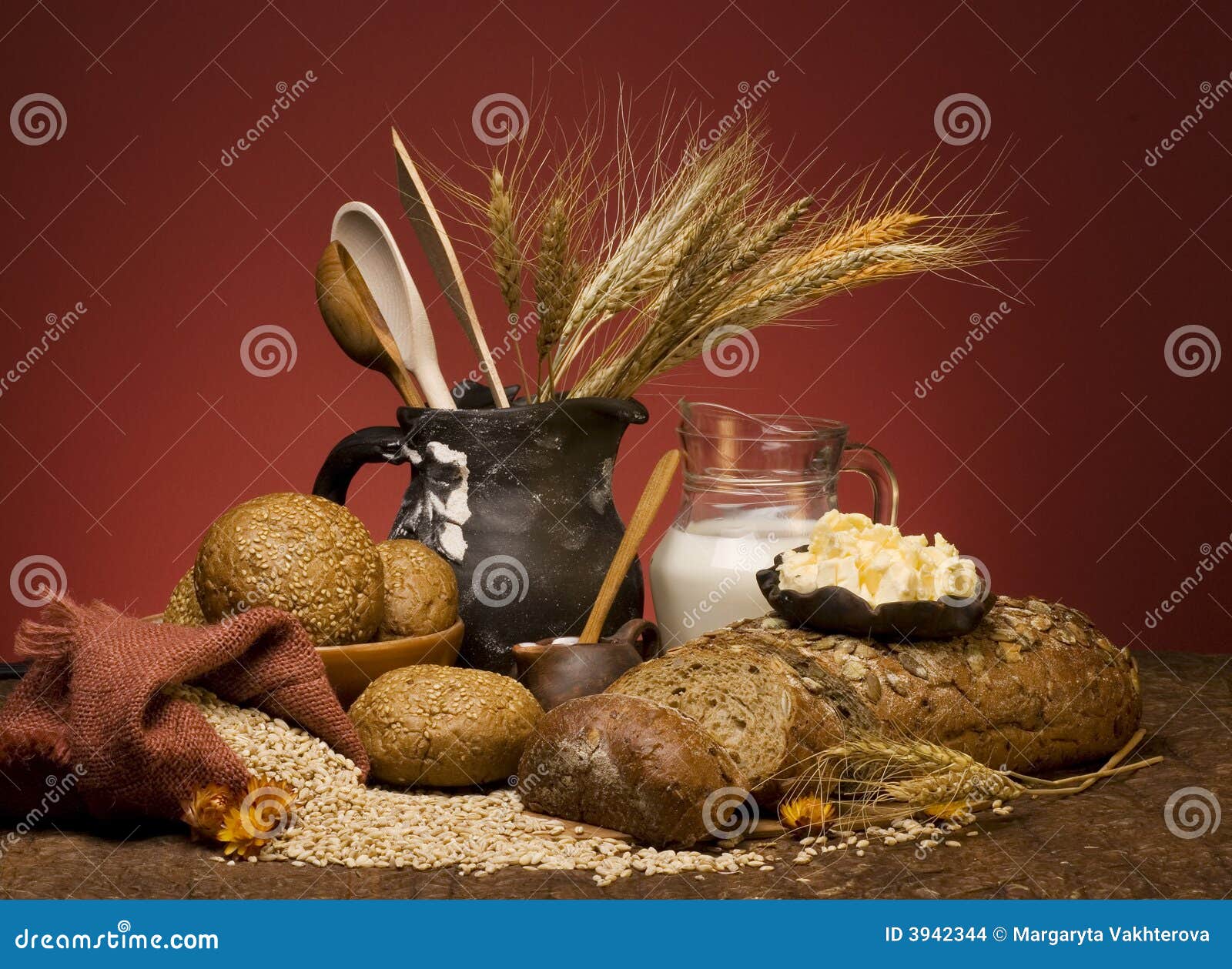 Cereal Bread with Grain and Milk. Stock Photo - Image of baked, cutting ...