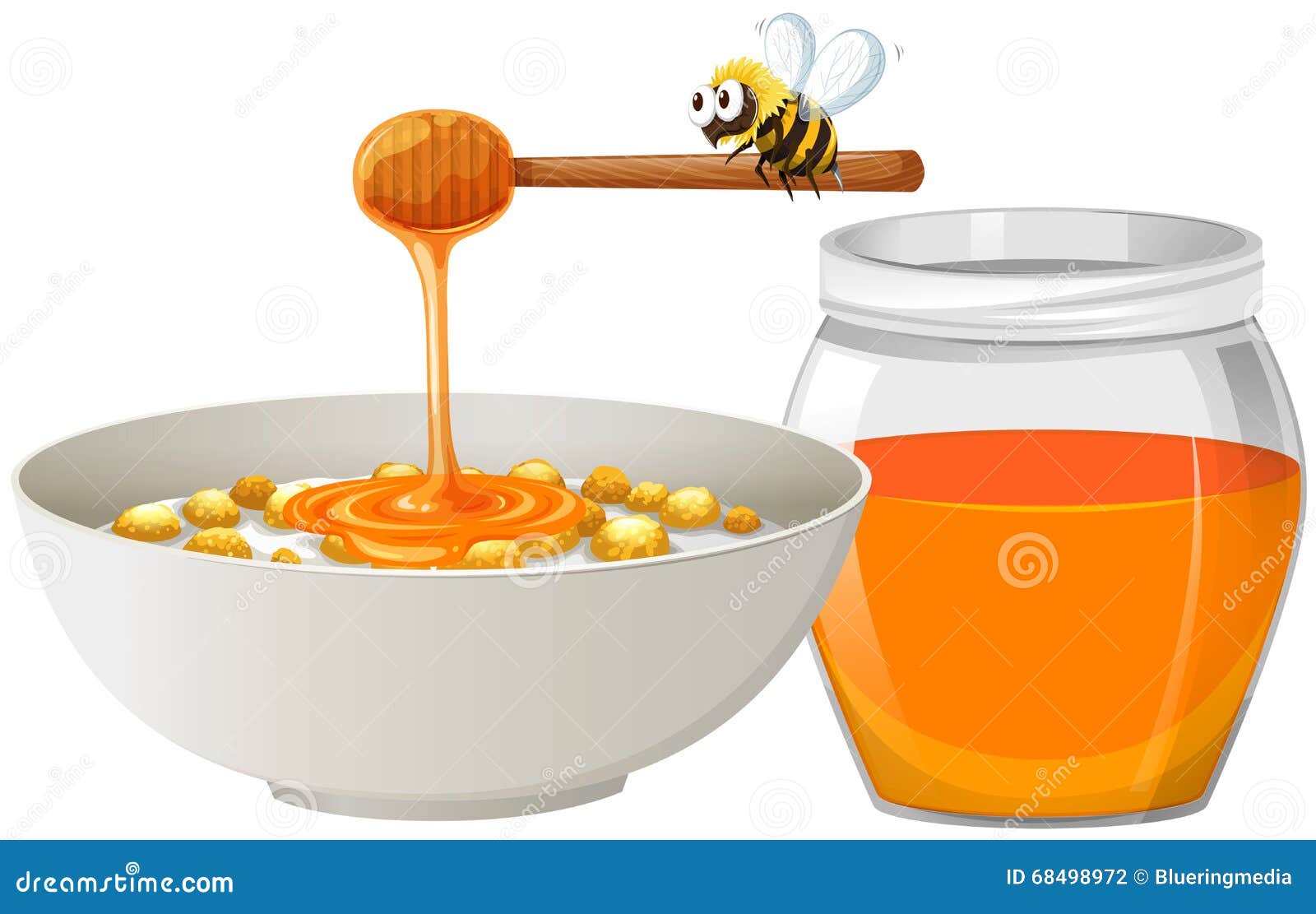 Cereal Con La Miel En Cuenco Ilustración del Vector - Ilustración de ...