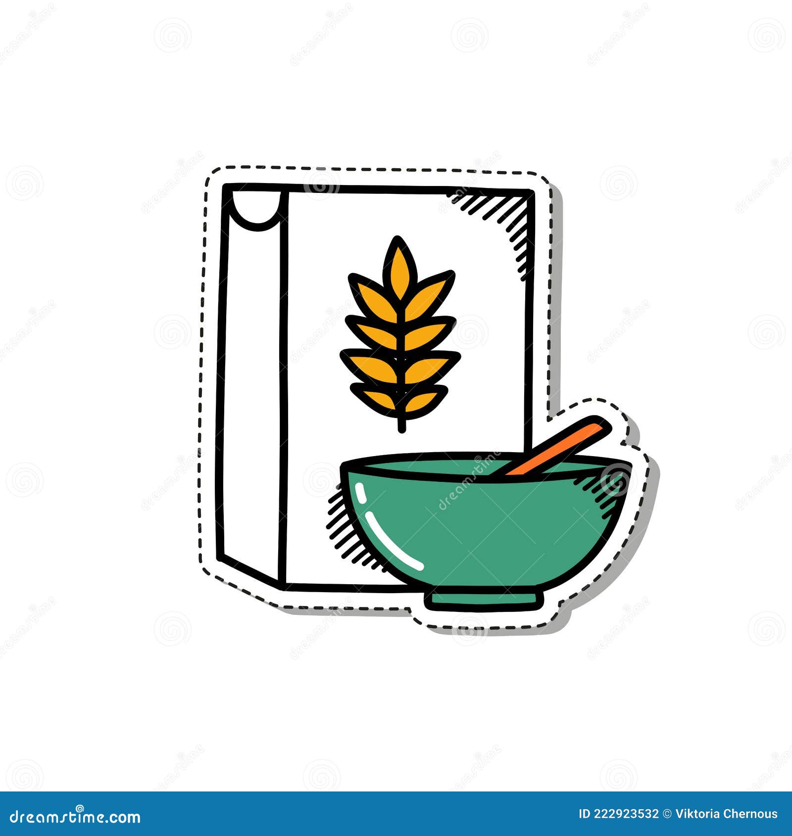 Cereal Doodle Sticker Icon, Vector Color Line Illustration Stock Vector ...