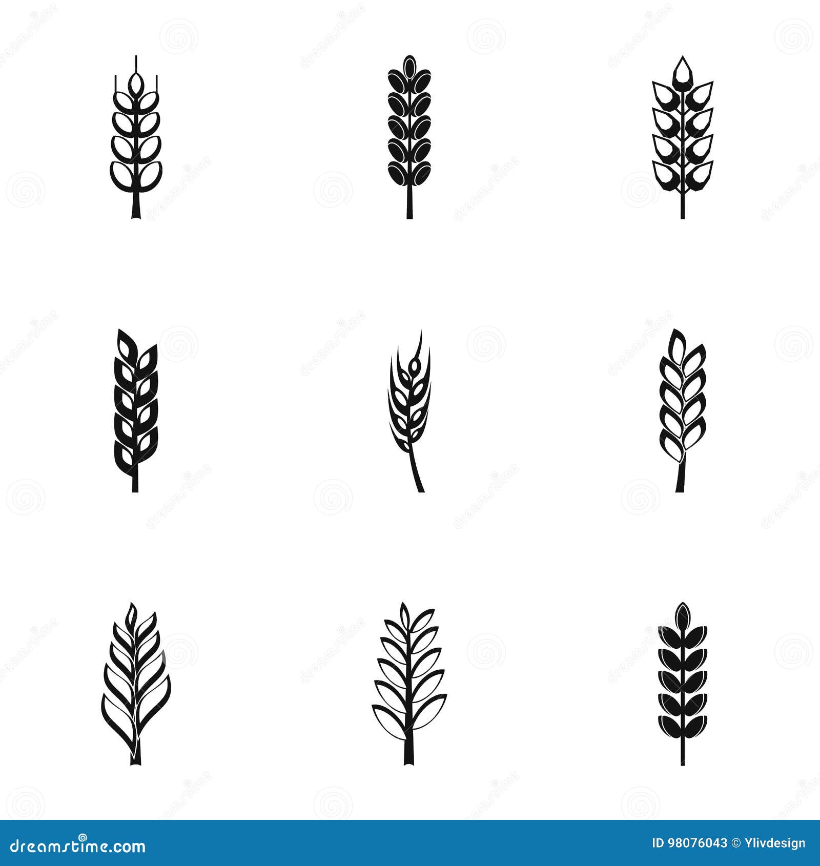 Cereal Grain Icon Set, Simple Style Stock Vector - Illustration of ...
