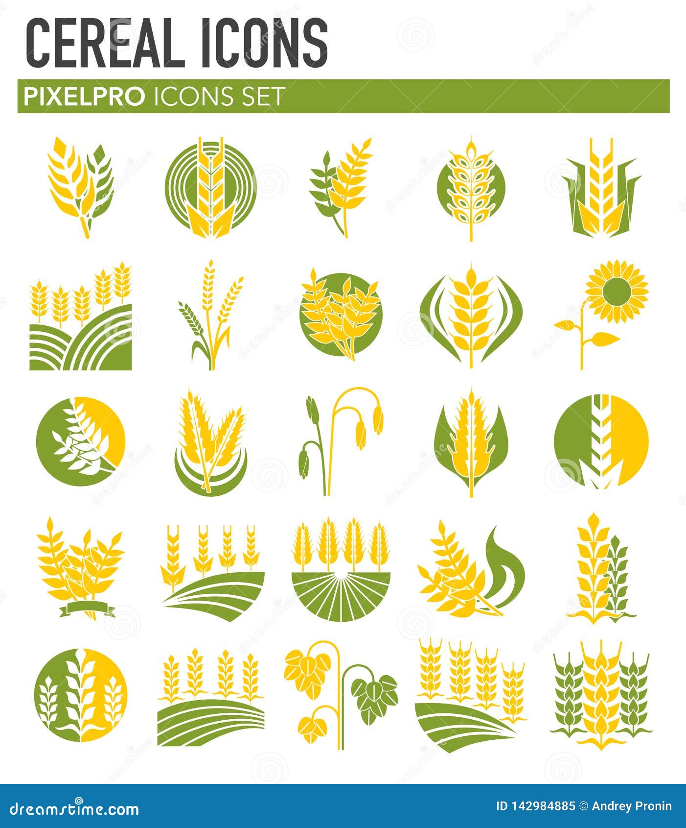 Cereal Icons Set on White Background for Graphic and Web Design. Simple ...