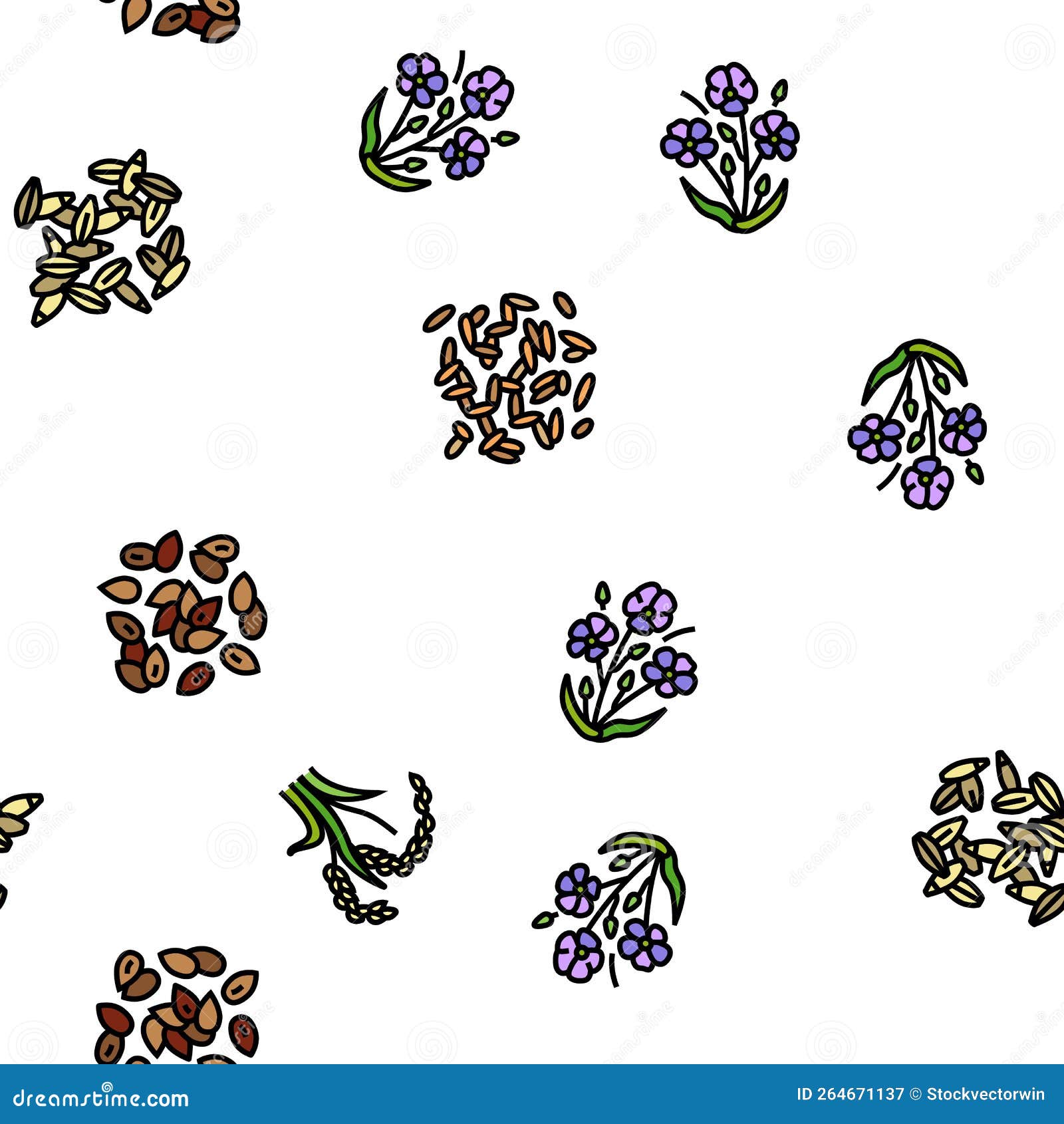 Cereal Plant Healthy Food Vector Seamless Pattern Stock Vector ...