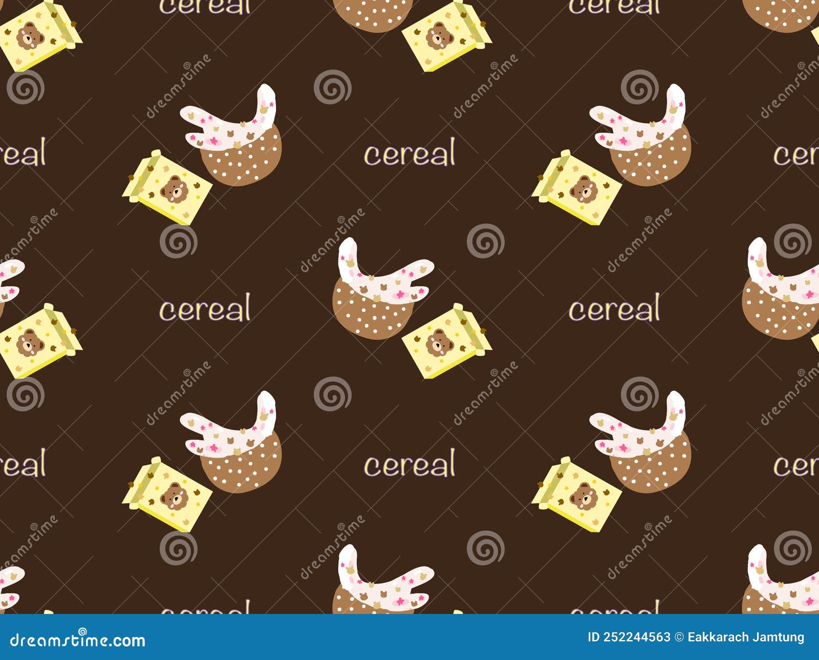 Cereal Seamless Pattern on Brown Background. Pixel Style Stock ...