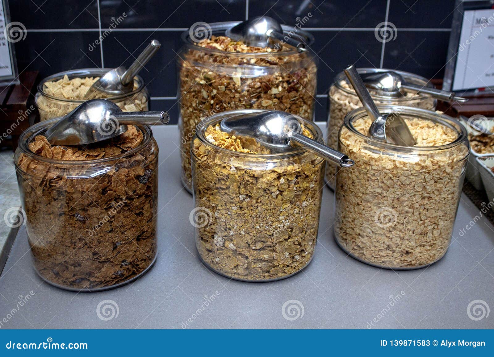 Cereal Selections at a Hotel Breakfast Buffet Stock Image - Image of ...