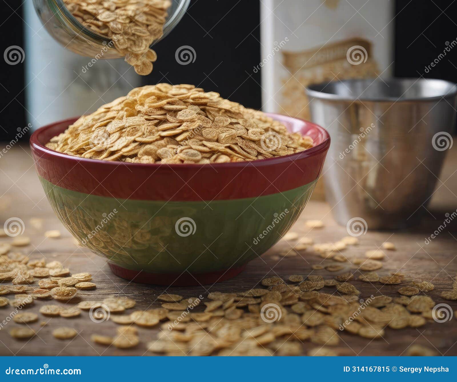 Cereals Pour from Packaging into Bowl Stock Image - Image of start ...