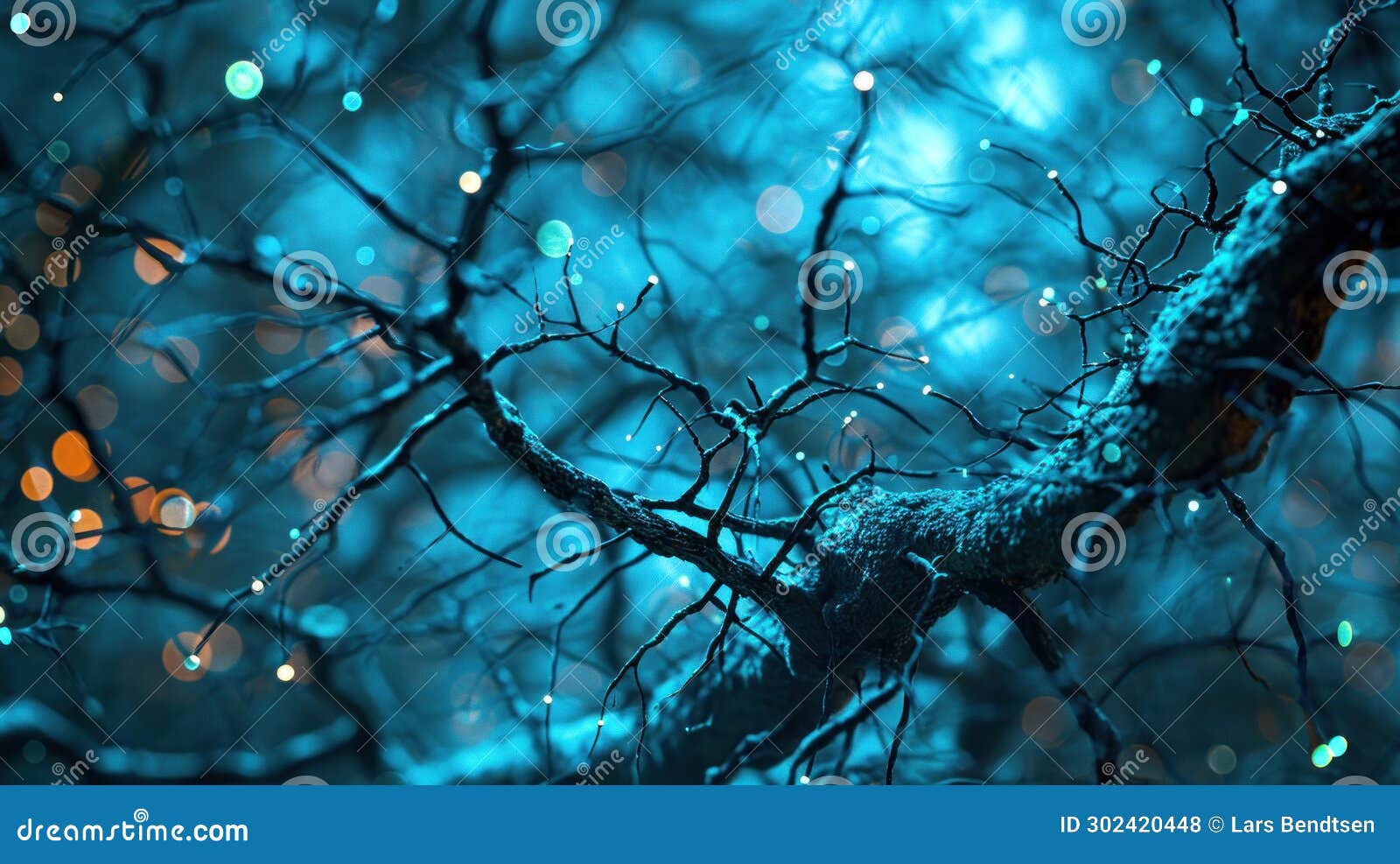 Cerebral Neural Pathways Electric Blue - AI Generated Stock ...