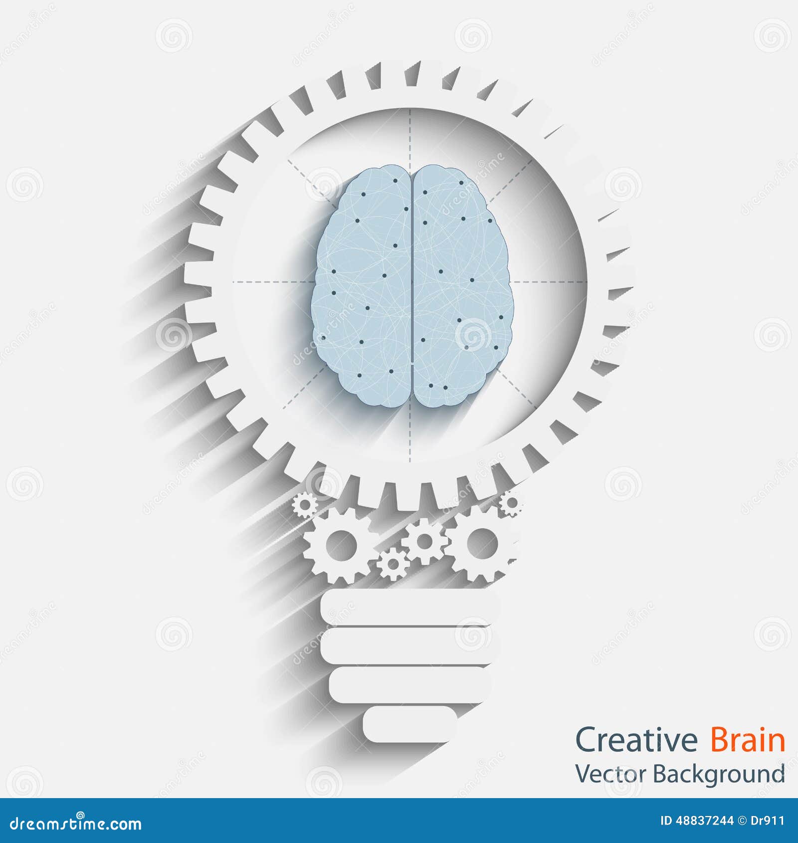 Cerebro con el bulbo ilustración del vector. Ilustración de silueta ...