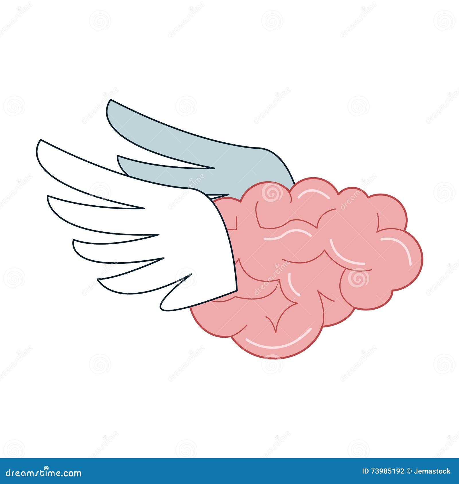 Cerebro Con El Icono De Las Alas Stock de ilustración - Ilustración de ...