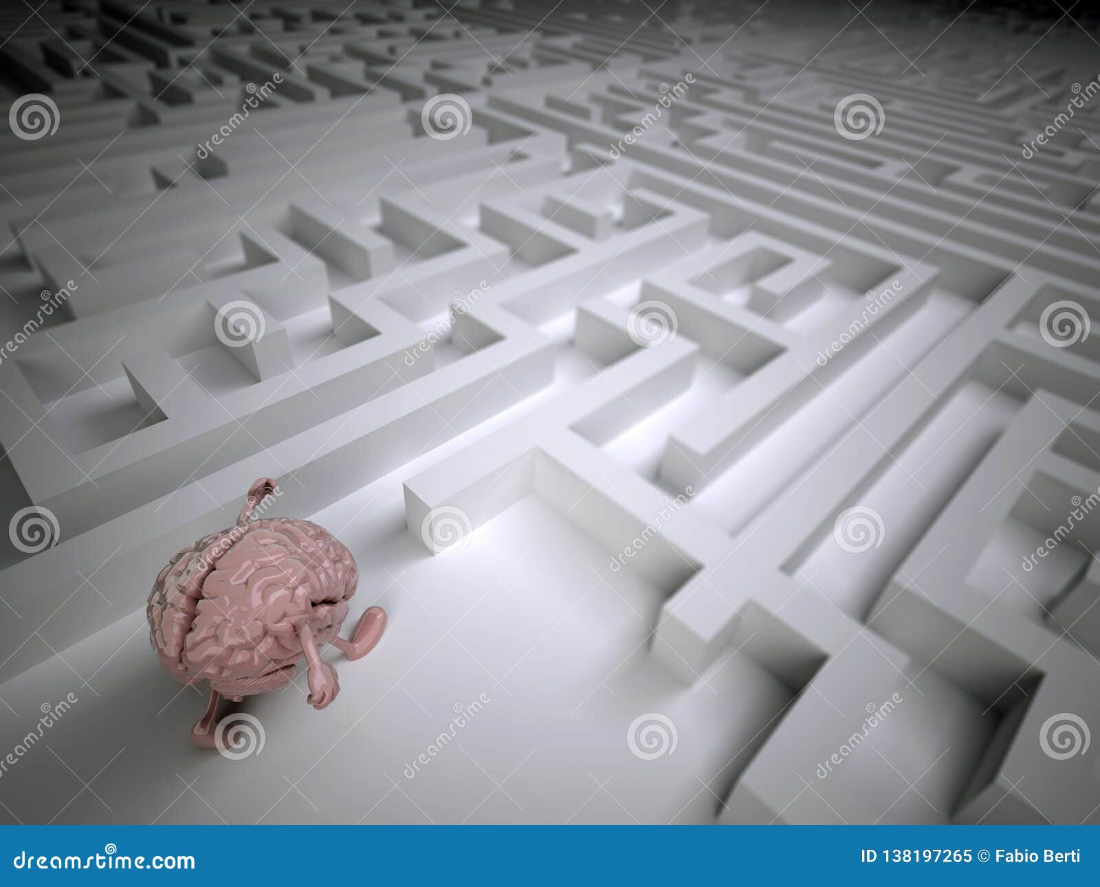 Cerebro Humano En El Laberinto Del Laberinto Stock de ilustración ...