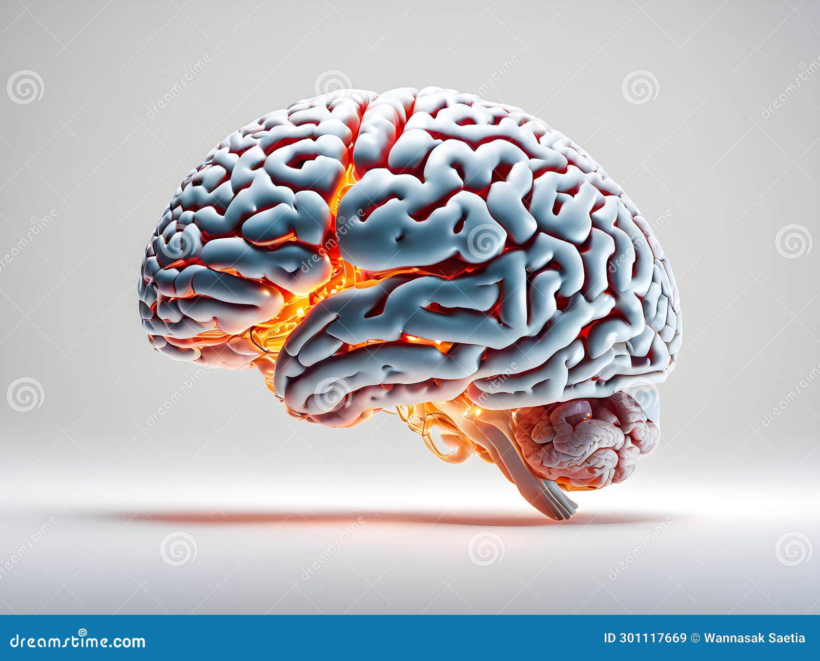 Cerebro Humano Sobre Un Blanco Stock de ilustración - Ilustración de ...