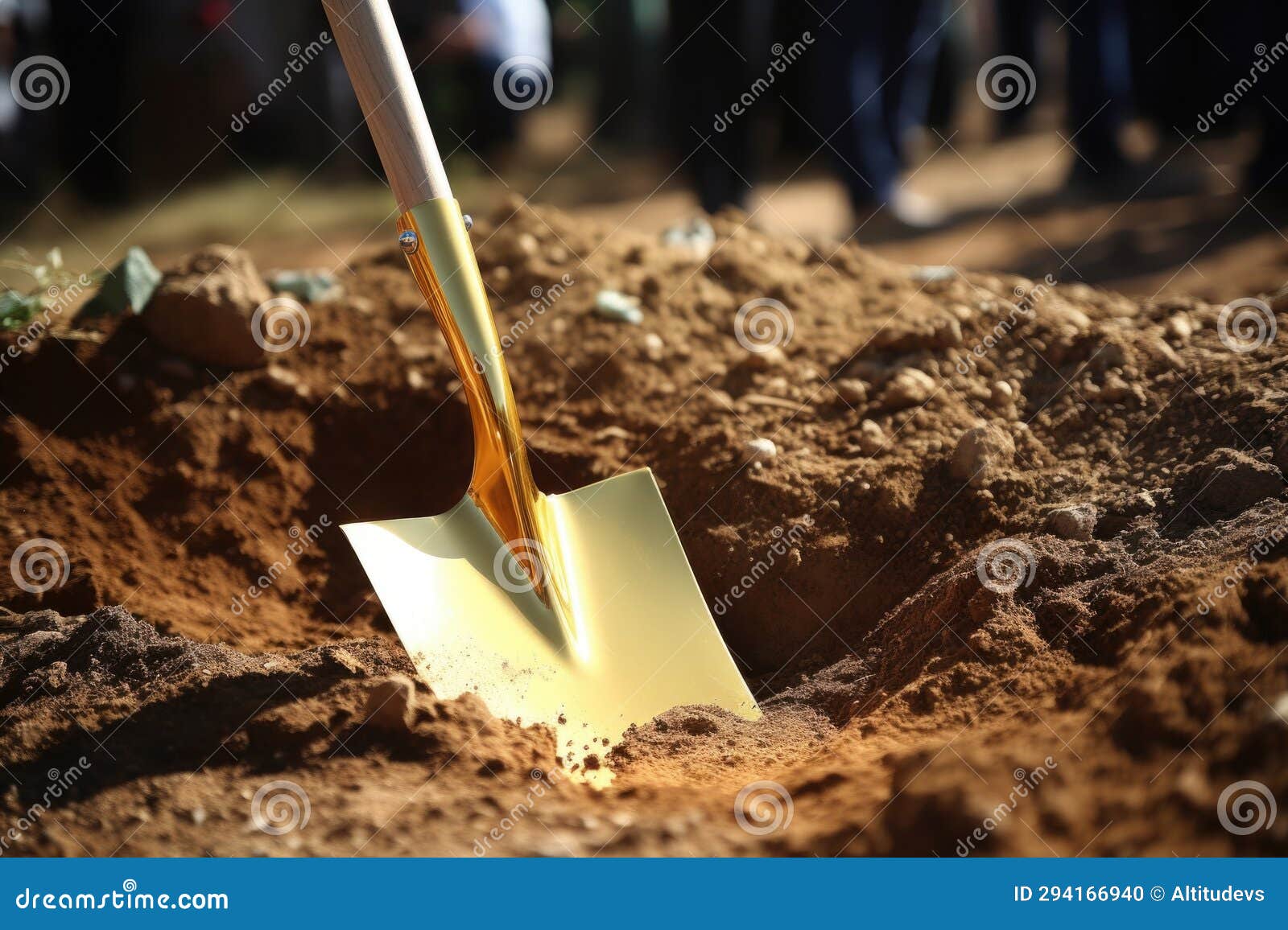 A Ceremonial Gold-painted Spade for a Groundbreaking Stock Photo ...