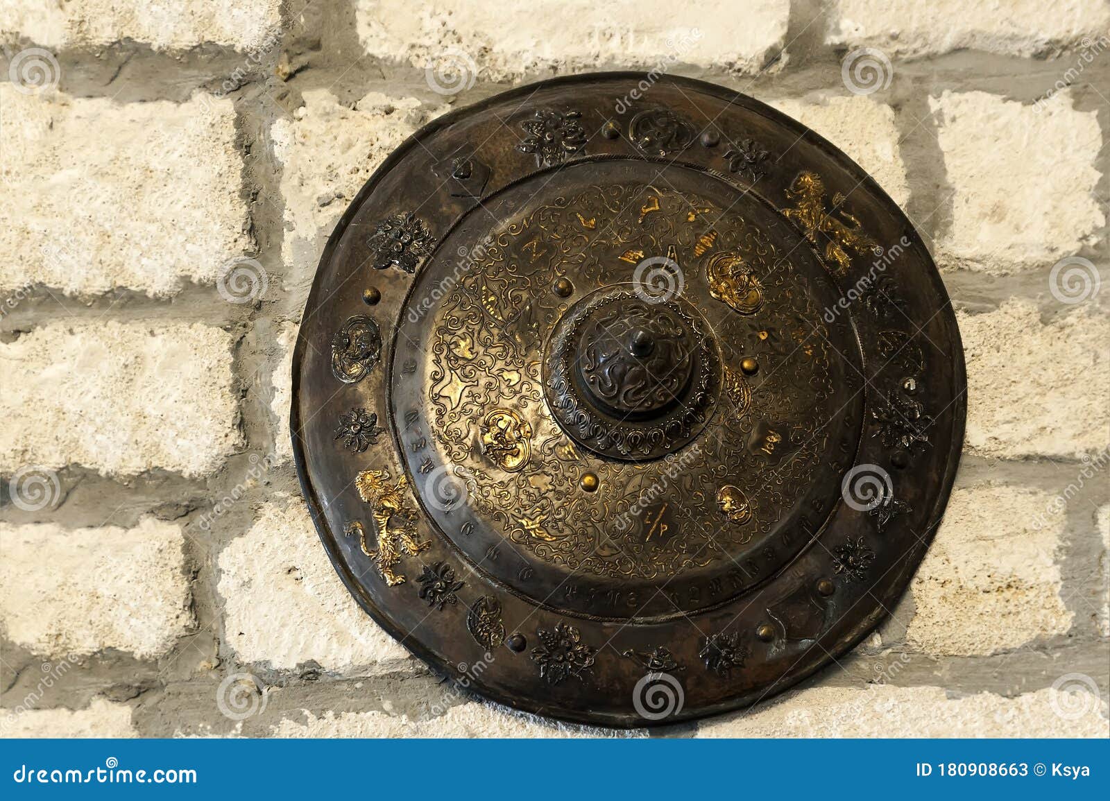 Ceremonial Shield with Repousse and Chasing Stock Image - Image of ...