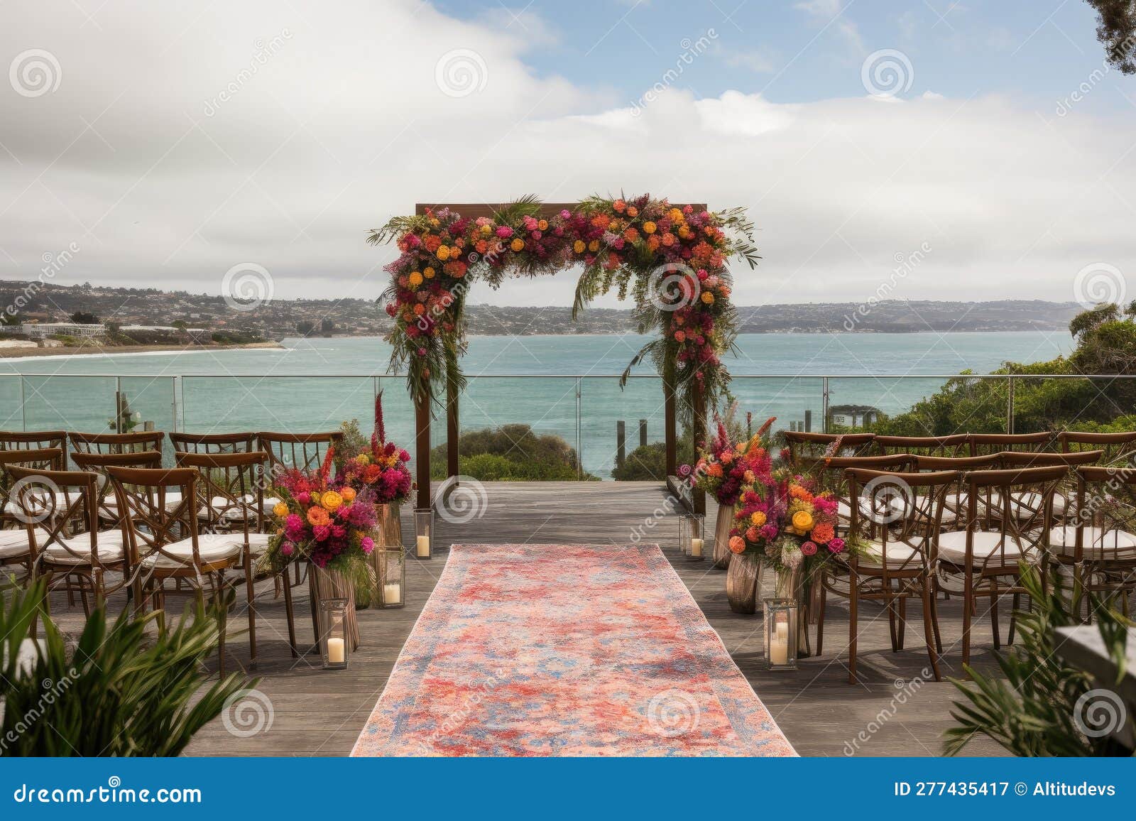 Ceremony Setup, with View of Beach and Ocean in the Background Stock ...
