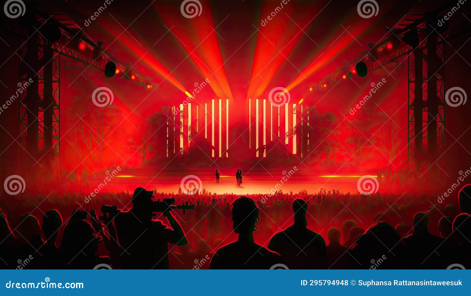 Ceremony Stage with Red Lights Stock Photo - Image of bright, rock ...